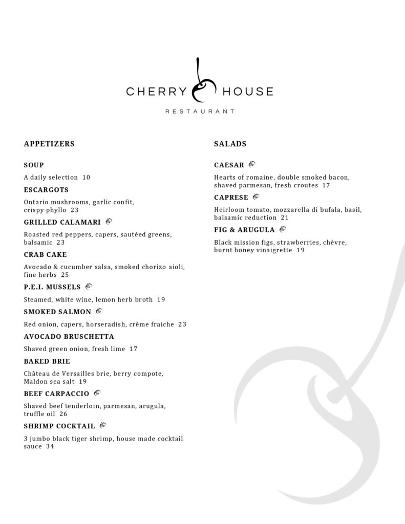 Dinner Menu – Cherry House Restaurant
