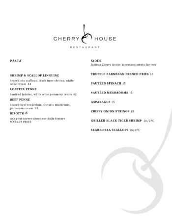 Dinner Menu – Cherry House Restaurant