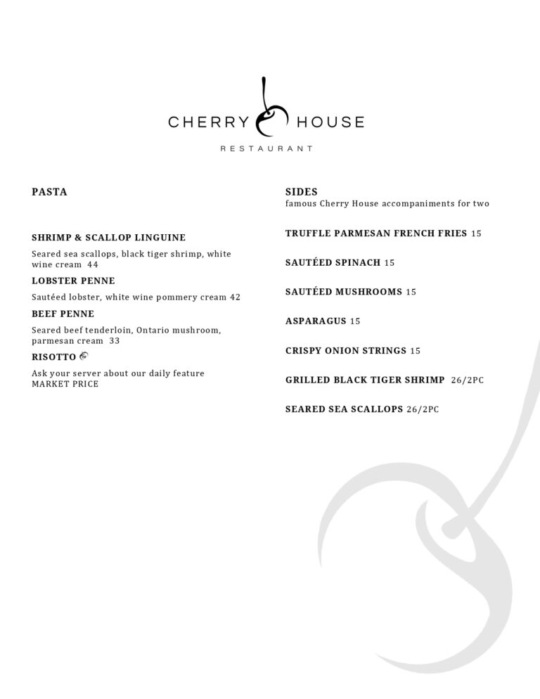 Dinner Menu – Cherry House Restaurant