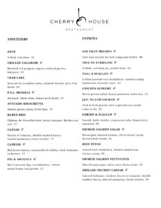 Lunch Menu – Cherry House Restaurant