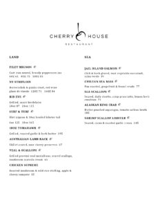 Dinner Menu – Cherry House Restaurant