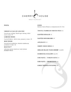 Dinner Menu – Cherry House Restaurant