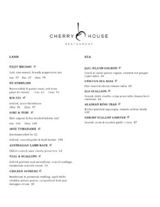Dinner Menu – Cherry House Restaurant