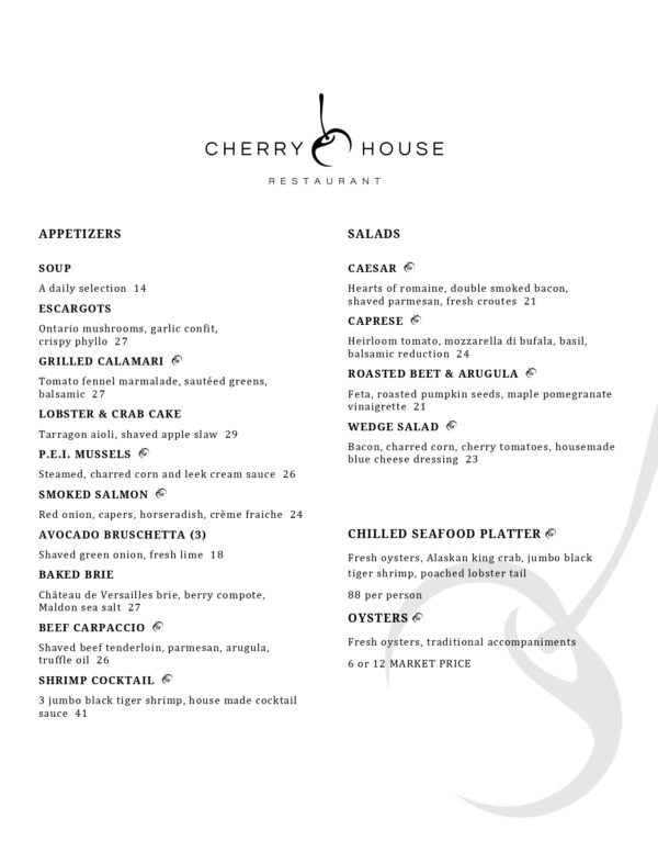 Dinner Menu – Cherry House Restaurant