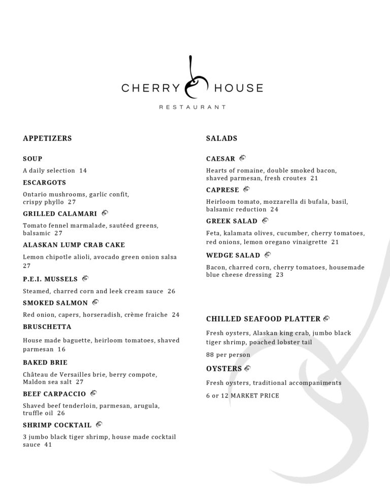Dinner Menu – Cherry House Restaurant