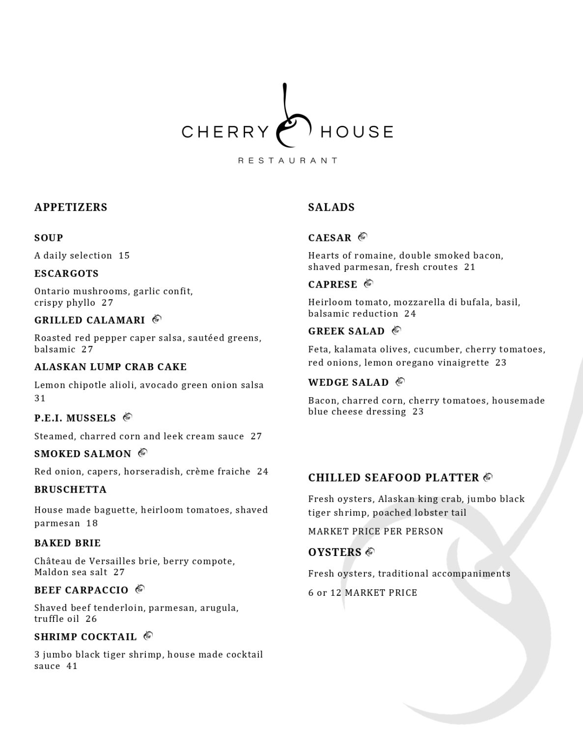 Dinner Menu – Cherry House Restaurant