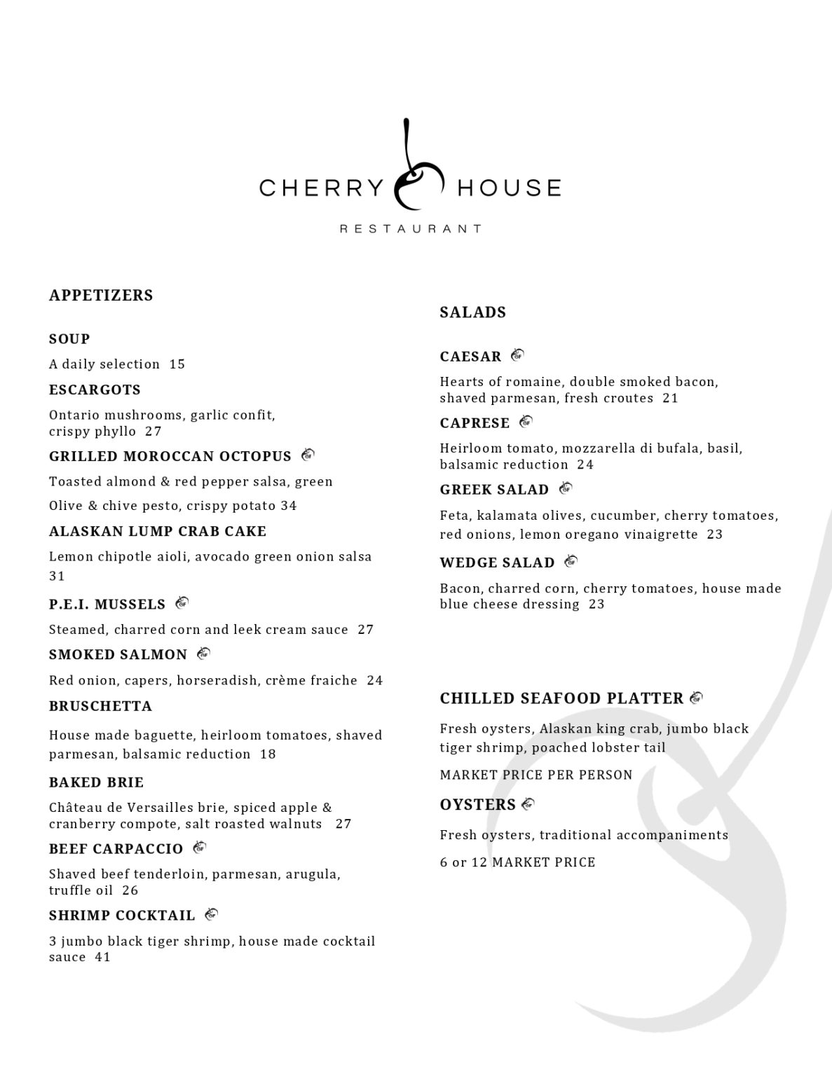Dinner Menu – Cherry House Restaurant